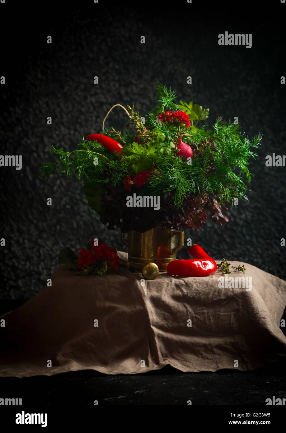 Bunch of different fresh greenery Stock Photo - Alamy