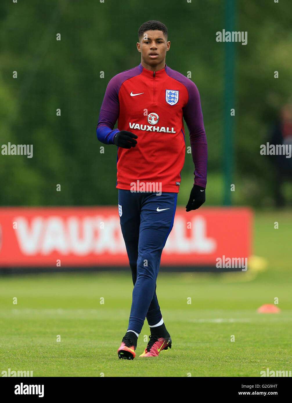 England's Marcus Rashford during a training session at Watford FC's ...