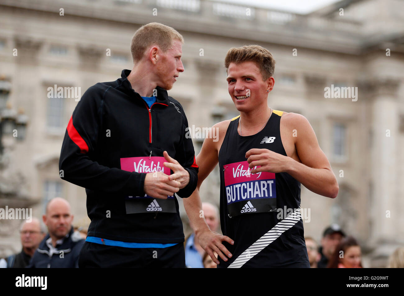 Great Britain's Andy Vernon (left) and Andrew Butchart during the medal ...