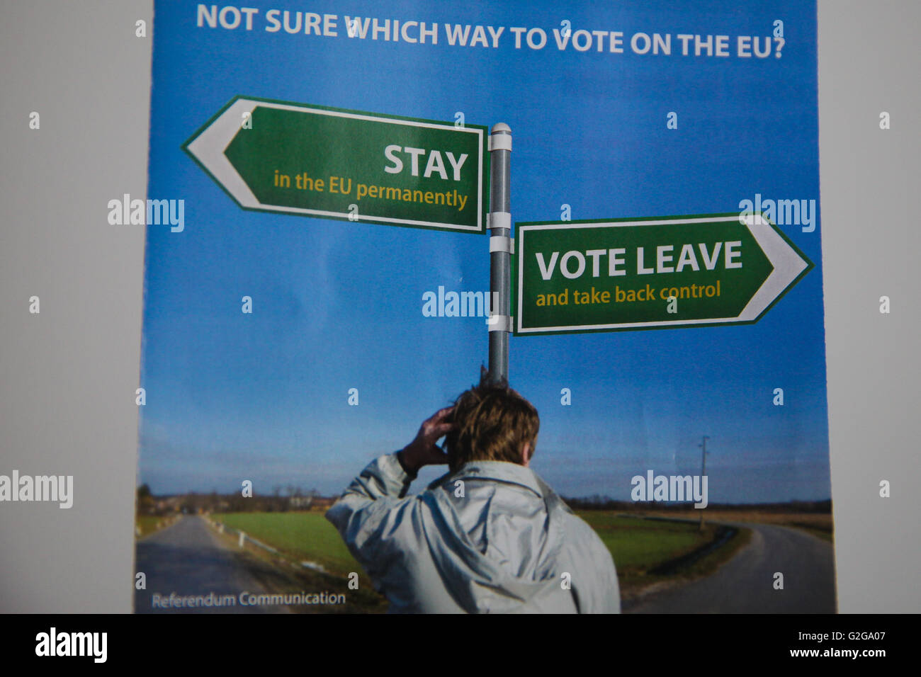 Vote Leave campaign leaflet for next month's EU Referendum Stock Photo ...