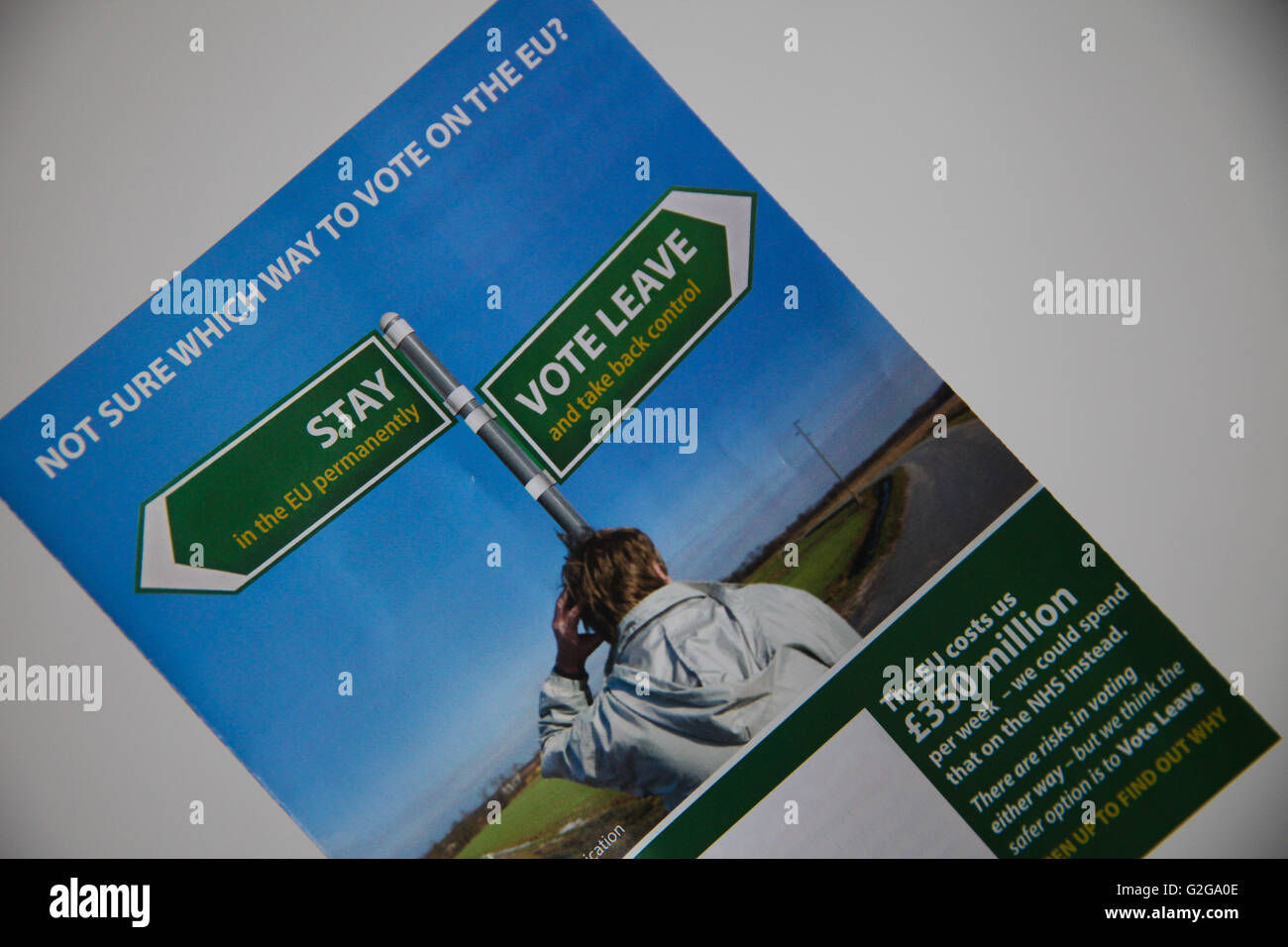 Vote Leave campaign leaflet for next month's EU Referendum Stock Photo ...