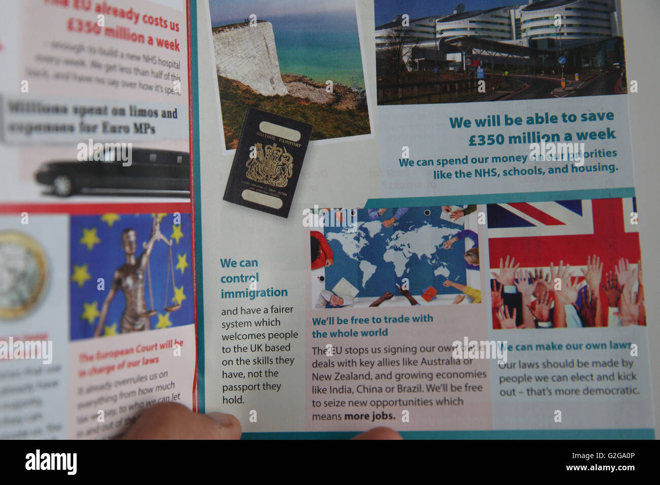 Vote Leave campaign leaflet for next month's EU Referendum Stock Photo ...