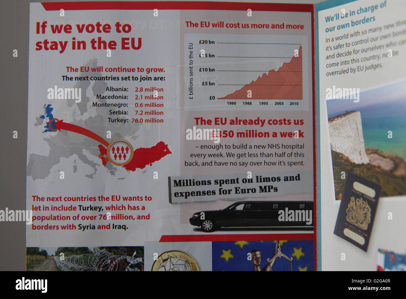 Vote Leave campaign leaflet for next month's EU Referendum Stock Photo ...