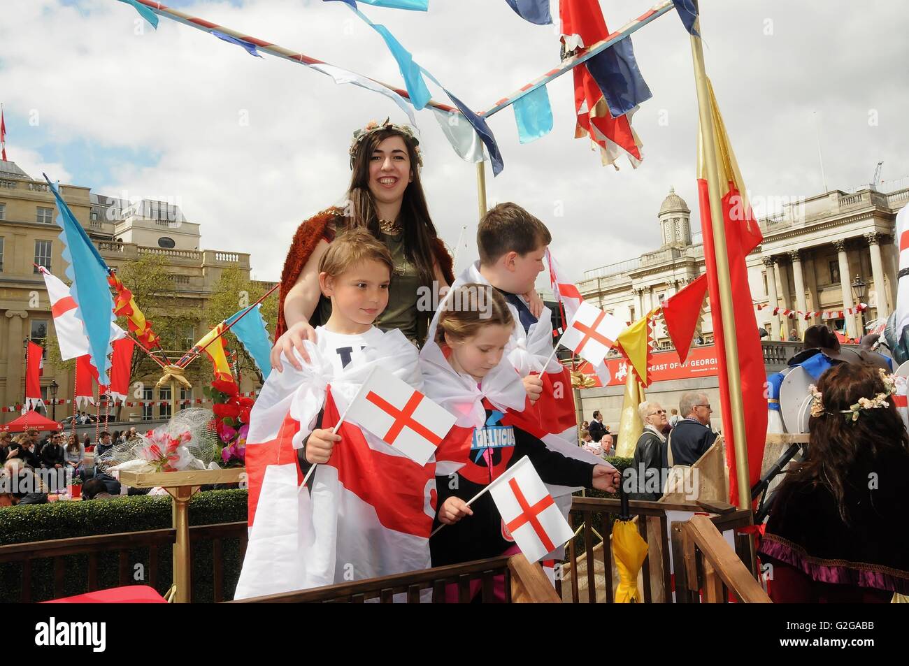 St George's day princess with children, celebrating St George's day in ...