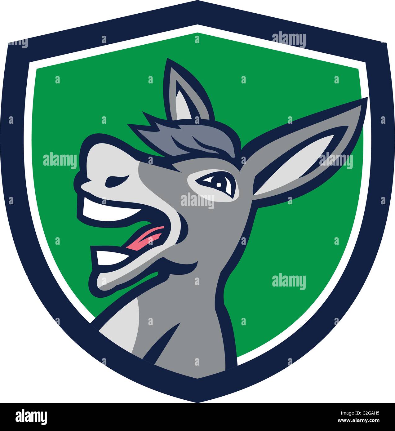 Illustration of a donkey head shouting viewed from the side set inside ...