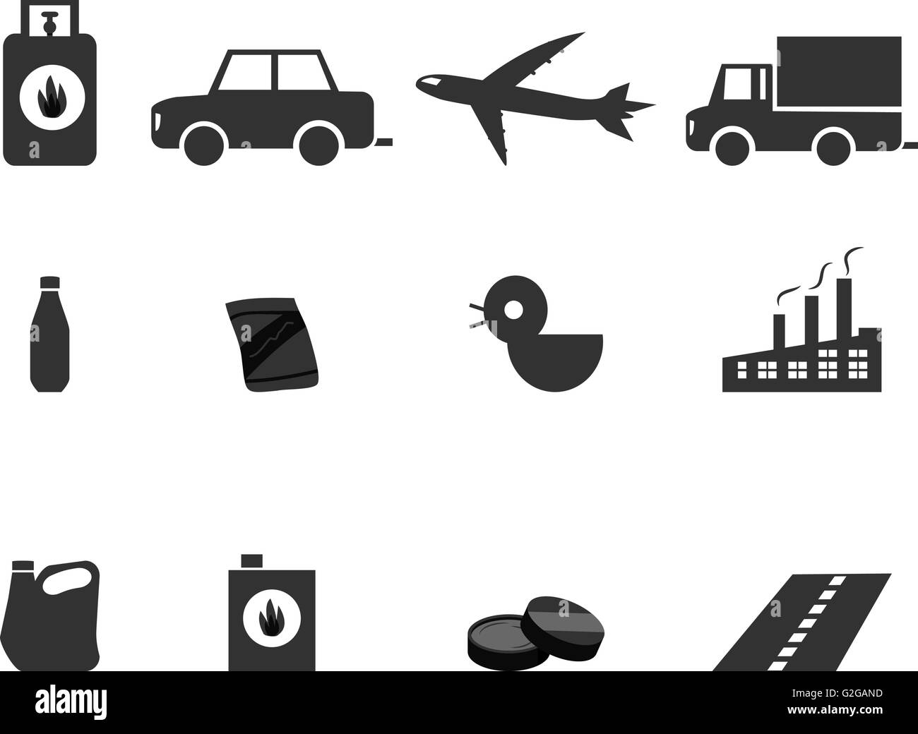 Icons for Oil Refining, Fractional Distillation, vector symbol Stock ...