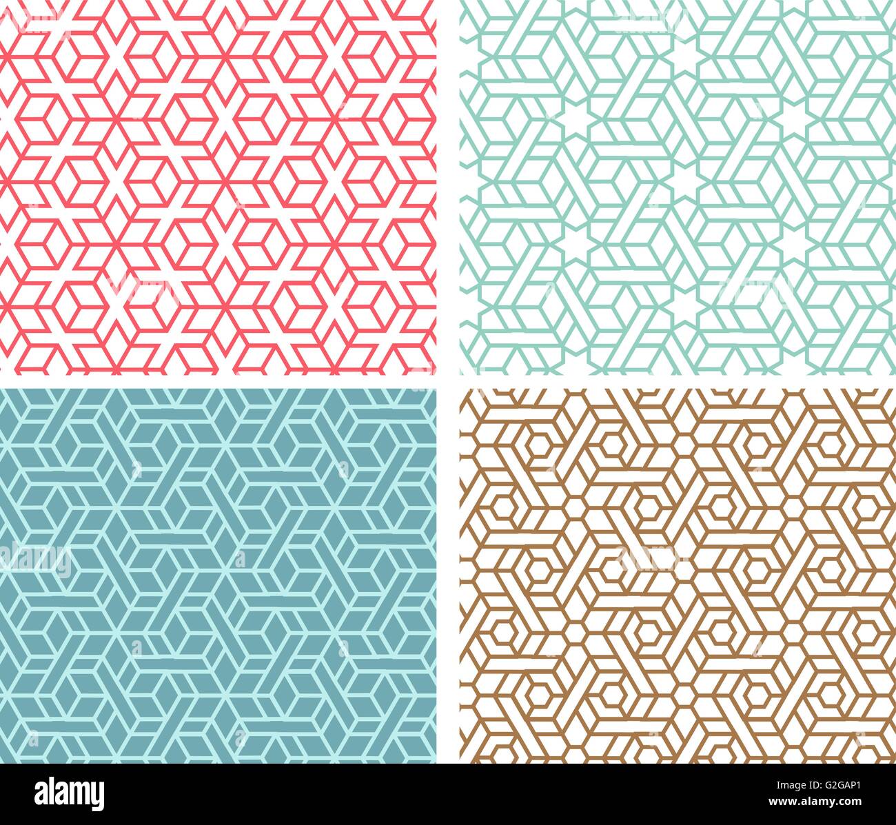 Set of Indian seamless pattern in thin line style, vector Stock Vector ...