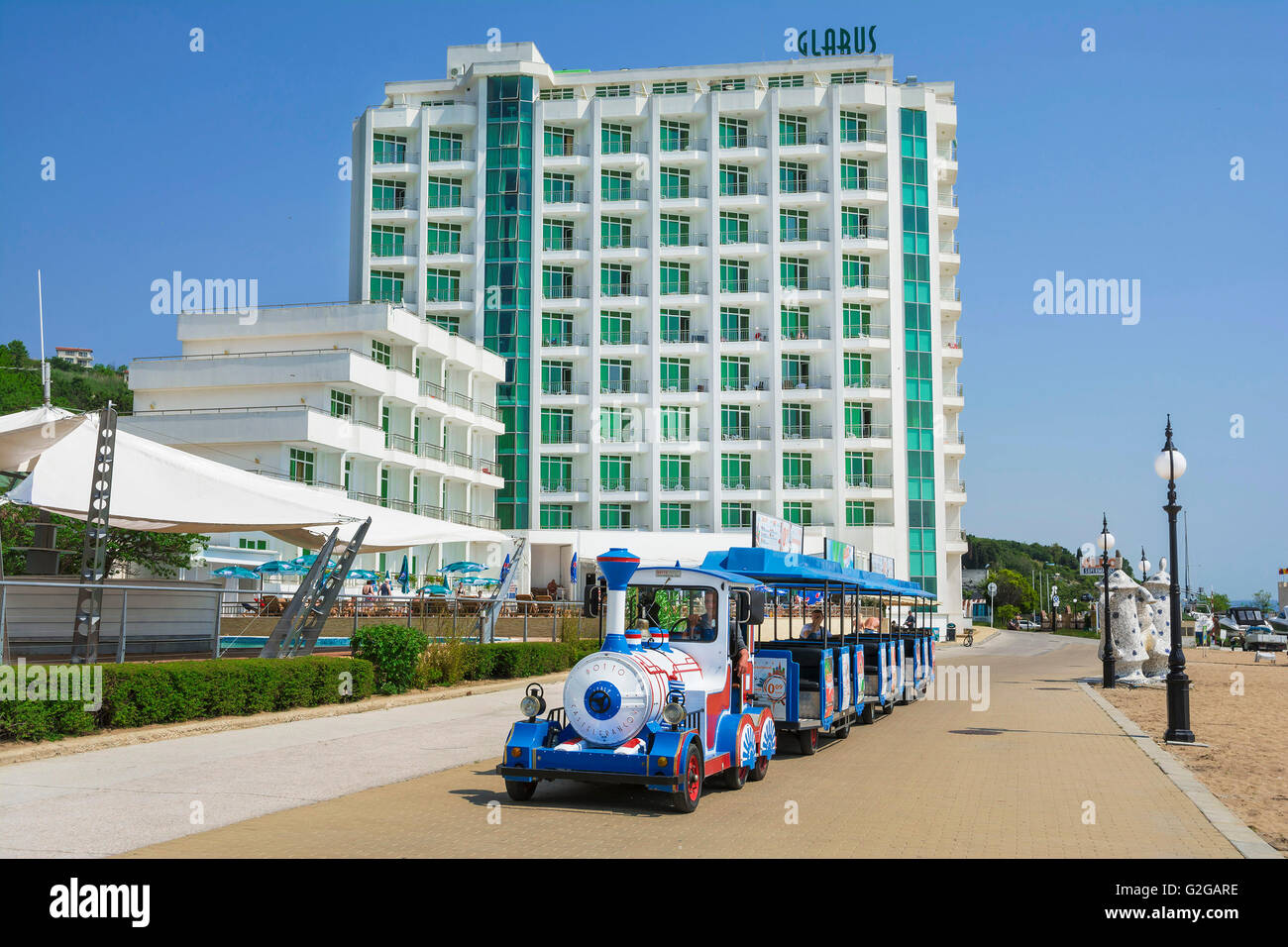 Beautiful seafront of the popular summer resort - Golden Sands Beach ...