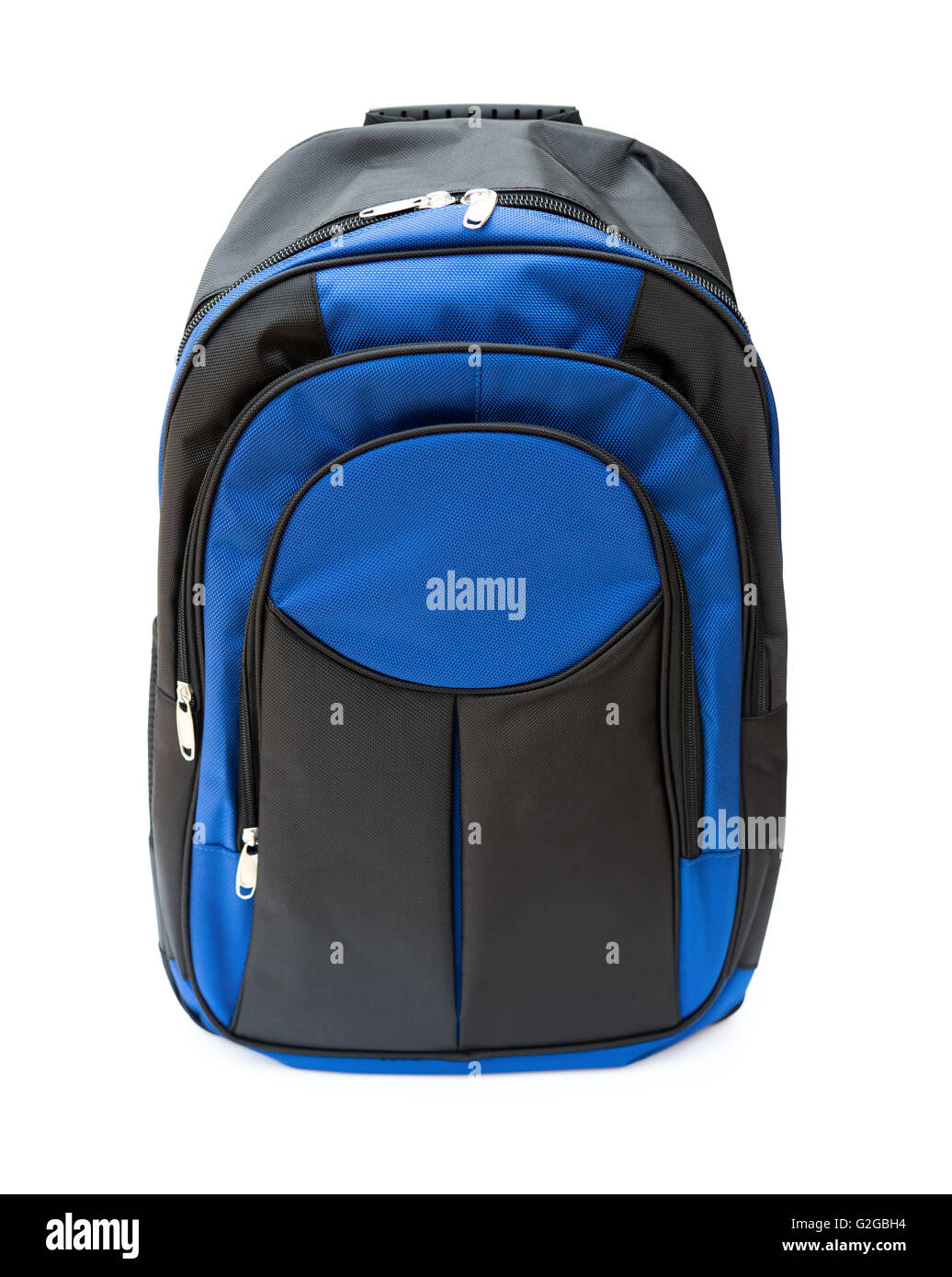 blue backpack standing on a white background Stock Photo - Alamy