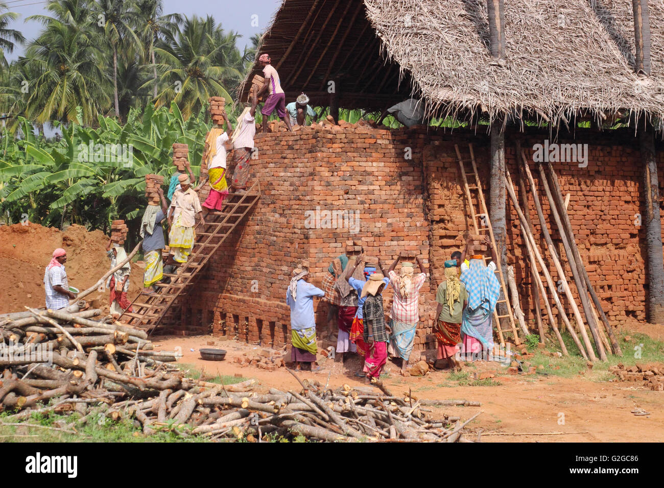 Making of Handmade Bricks in India Stock Photo - Alamy