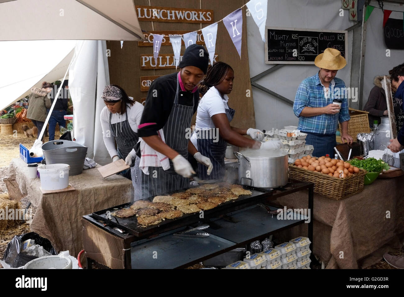 Breakfast being prepared at the The Oranjezicht City Farm (OZCF) Market ...