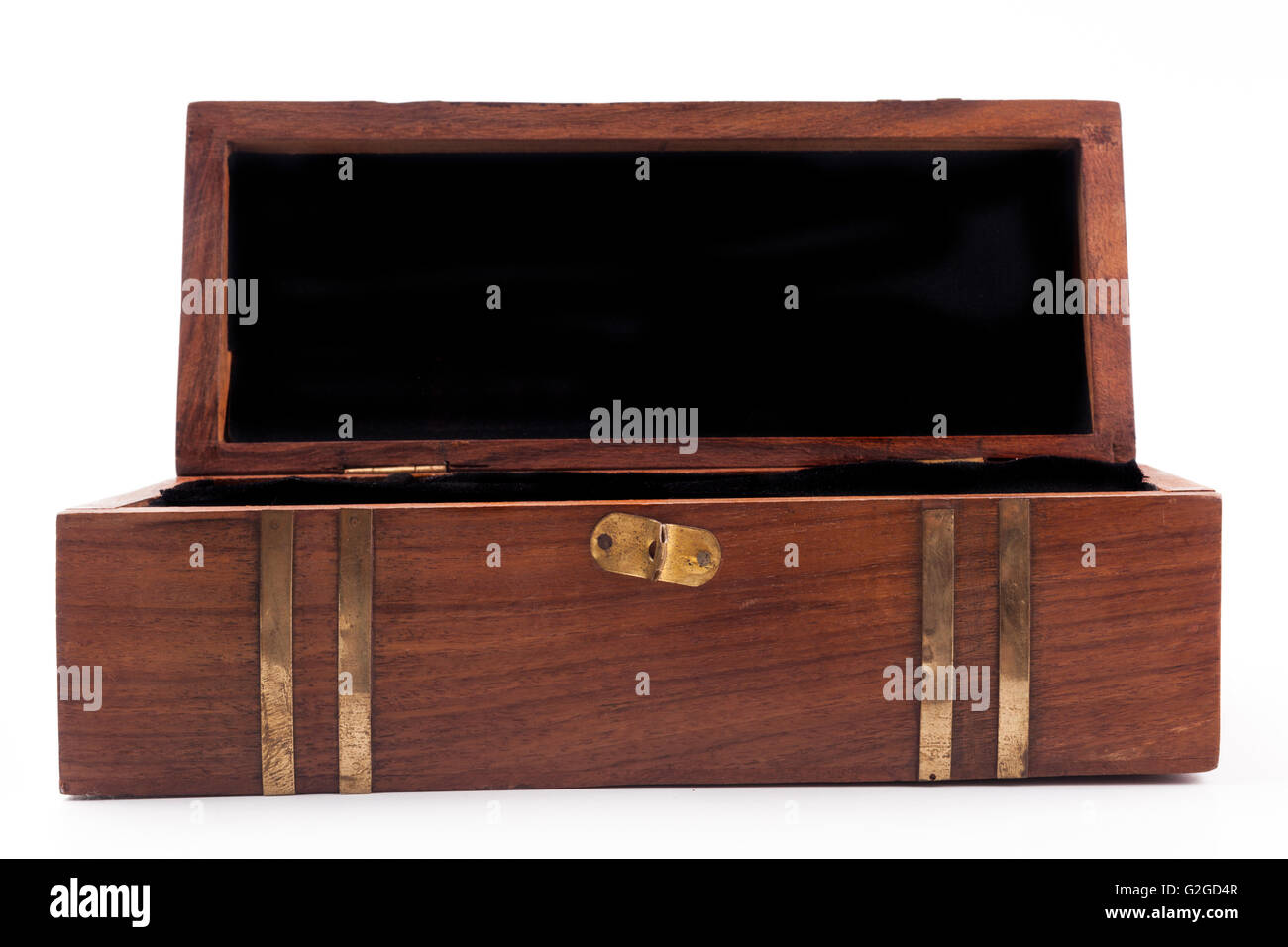 Open brown wood box isolated on white Stock Photo - Alamy