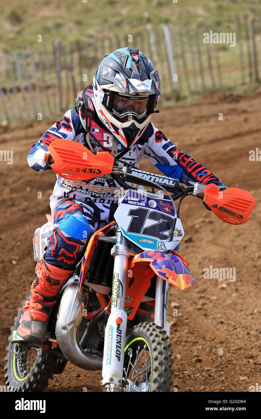 Junior Motocross racing at Rhynie Motocross track, Rhynie Scotland ...