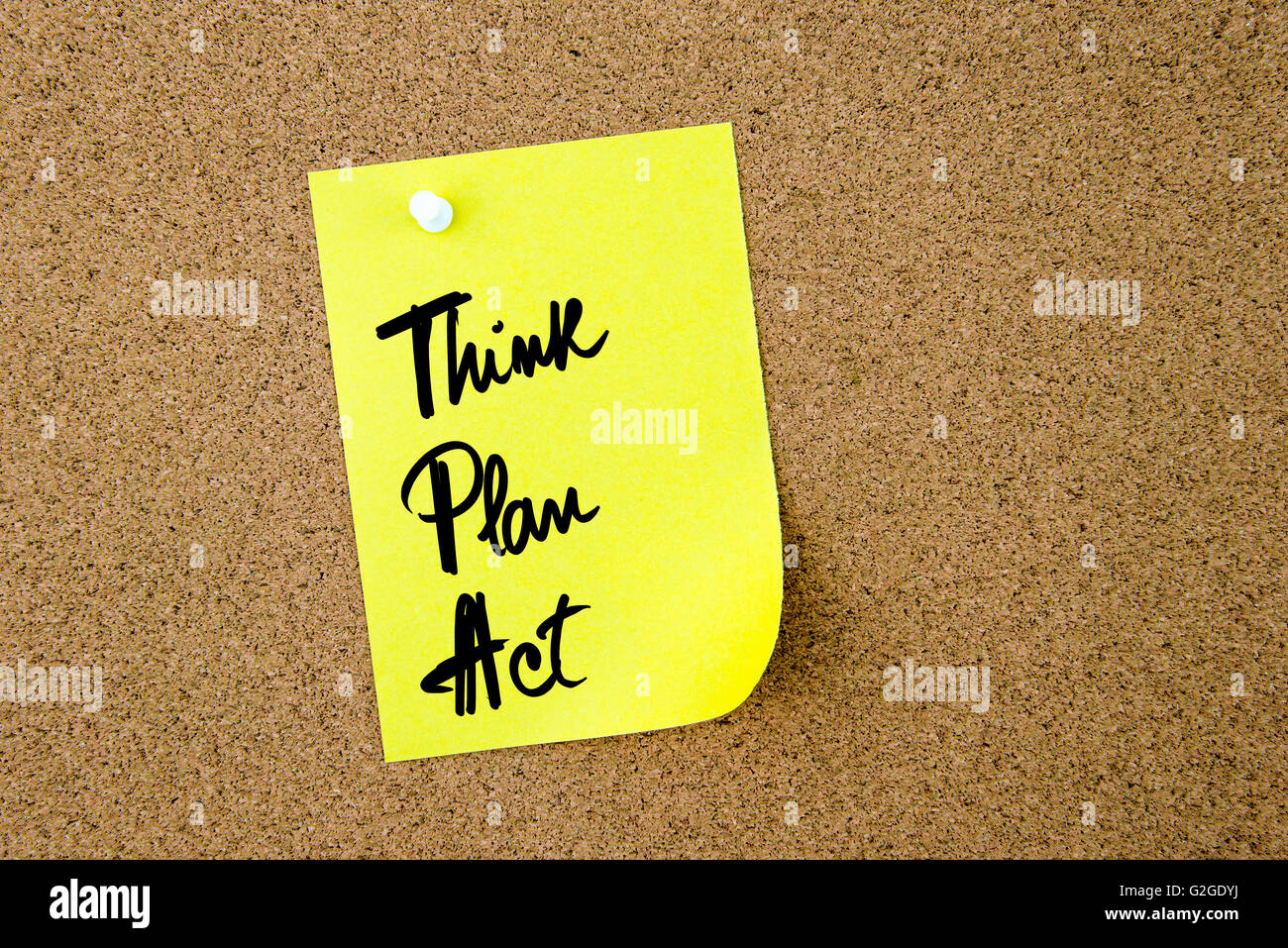 Business Acronym TPA Think Plan Act written on yellow paper note pinned ...