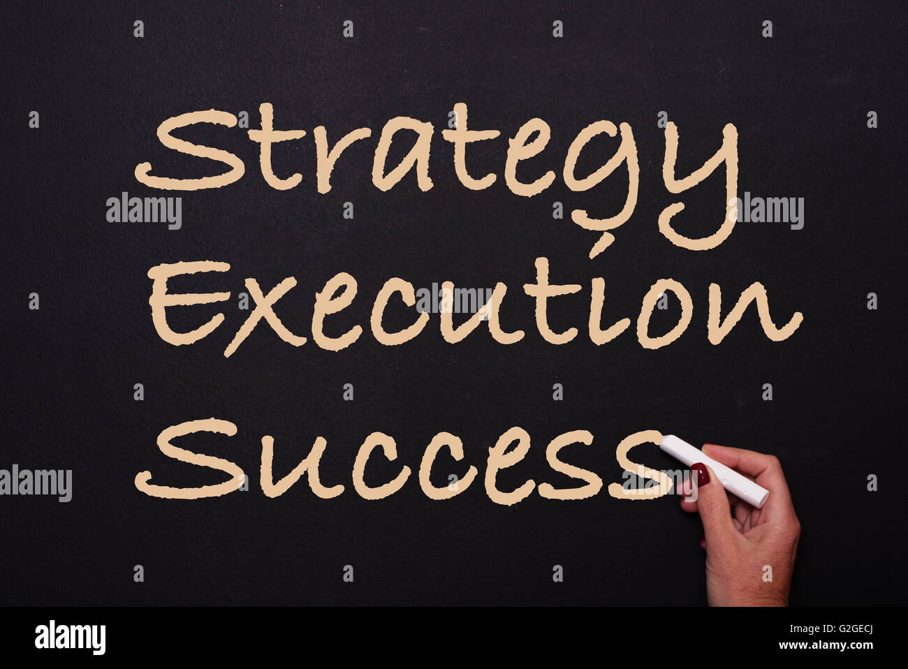 woman is writing on blackboard strategy, execution, success Stock Photo ...