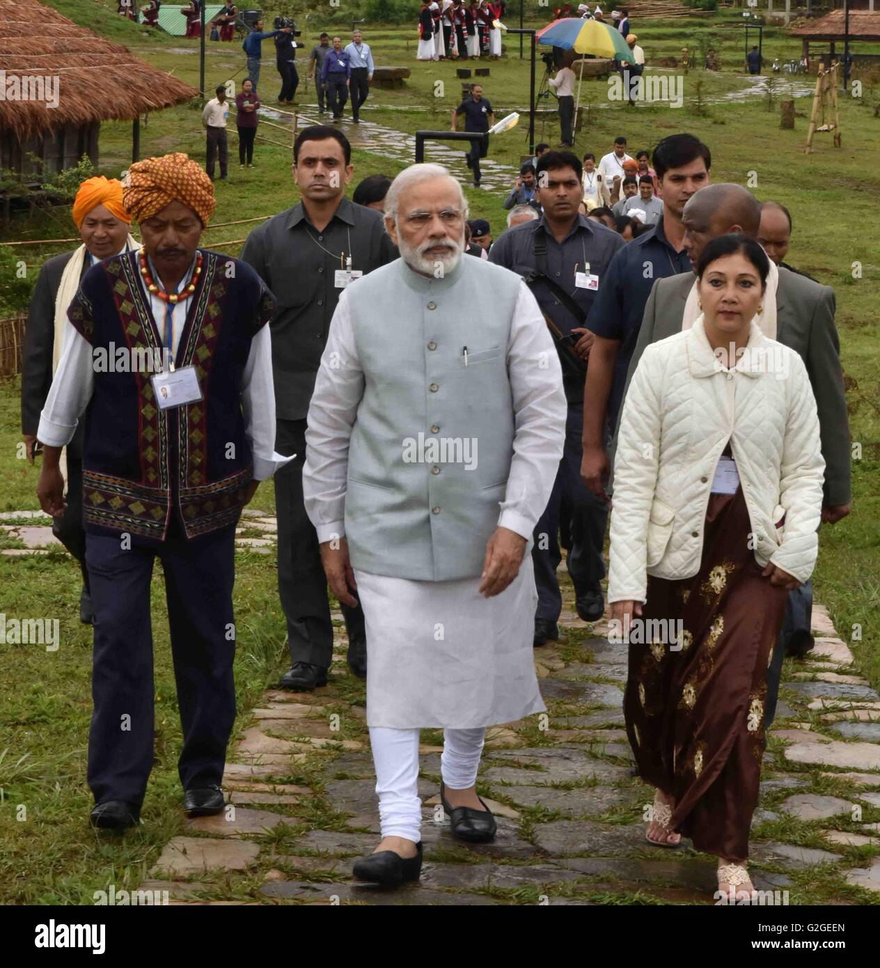 Indian Prime Minister Narendra Modi tours a Khasi village while ...