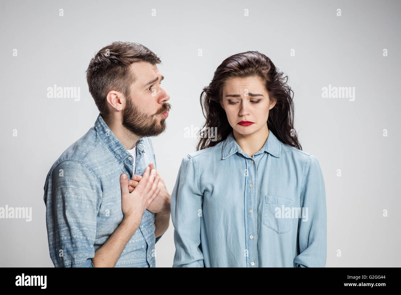 The young couple with different emotions during conflict Stock Photo ...