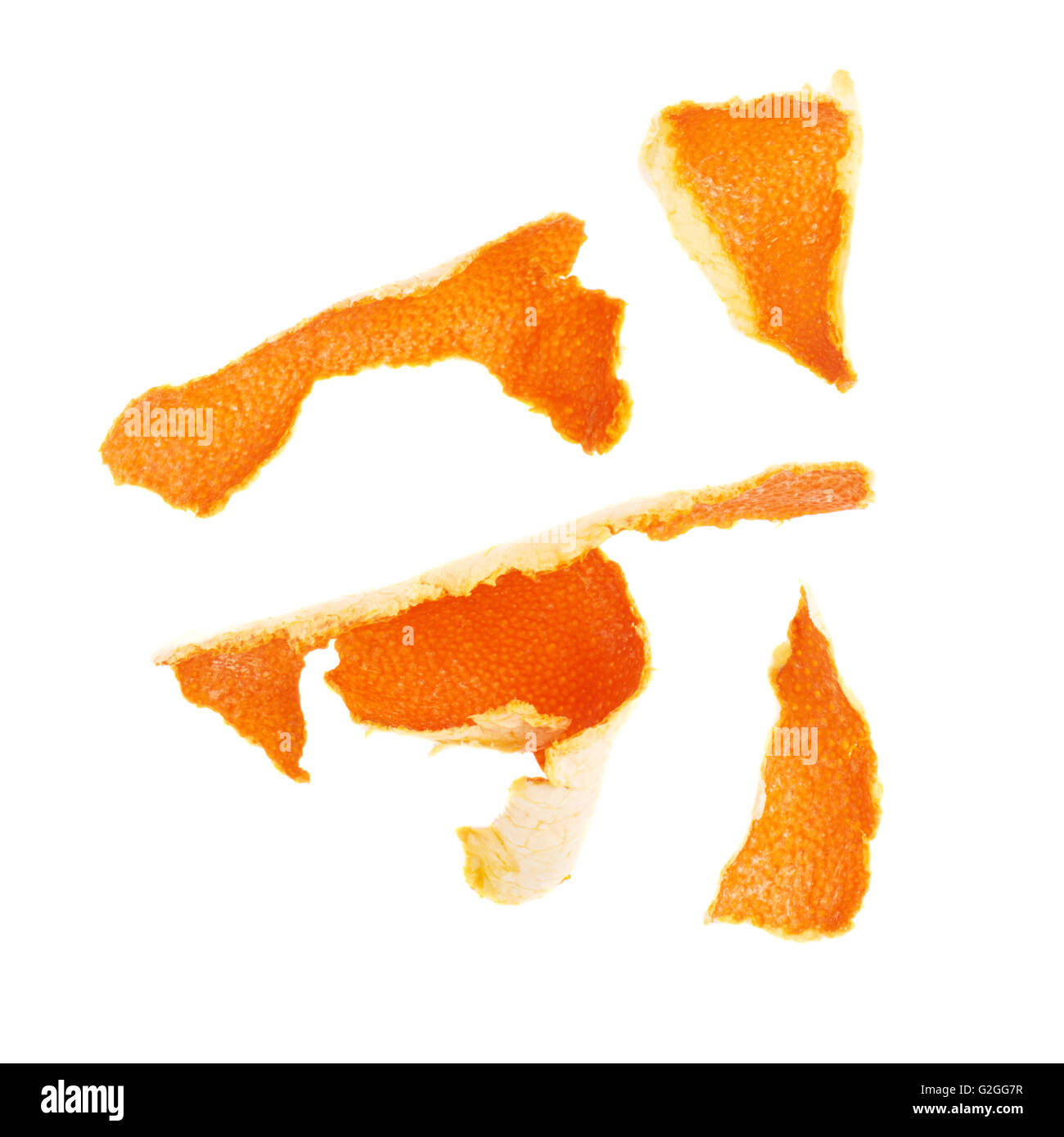 Parts of tangerine peel isolated on white background Stock Photo - Alamy