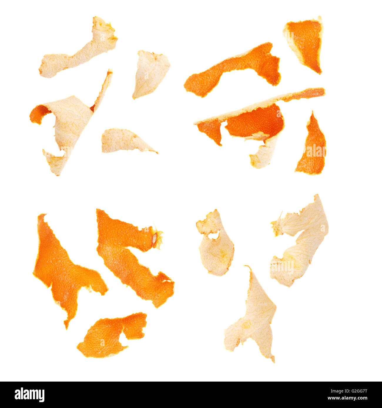 Parts of tangerine peel isolated on white background Stock Photo - Alamy