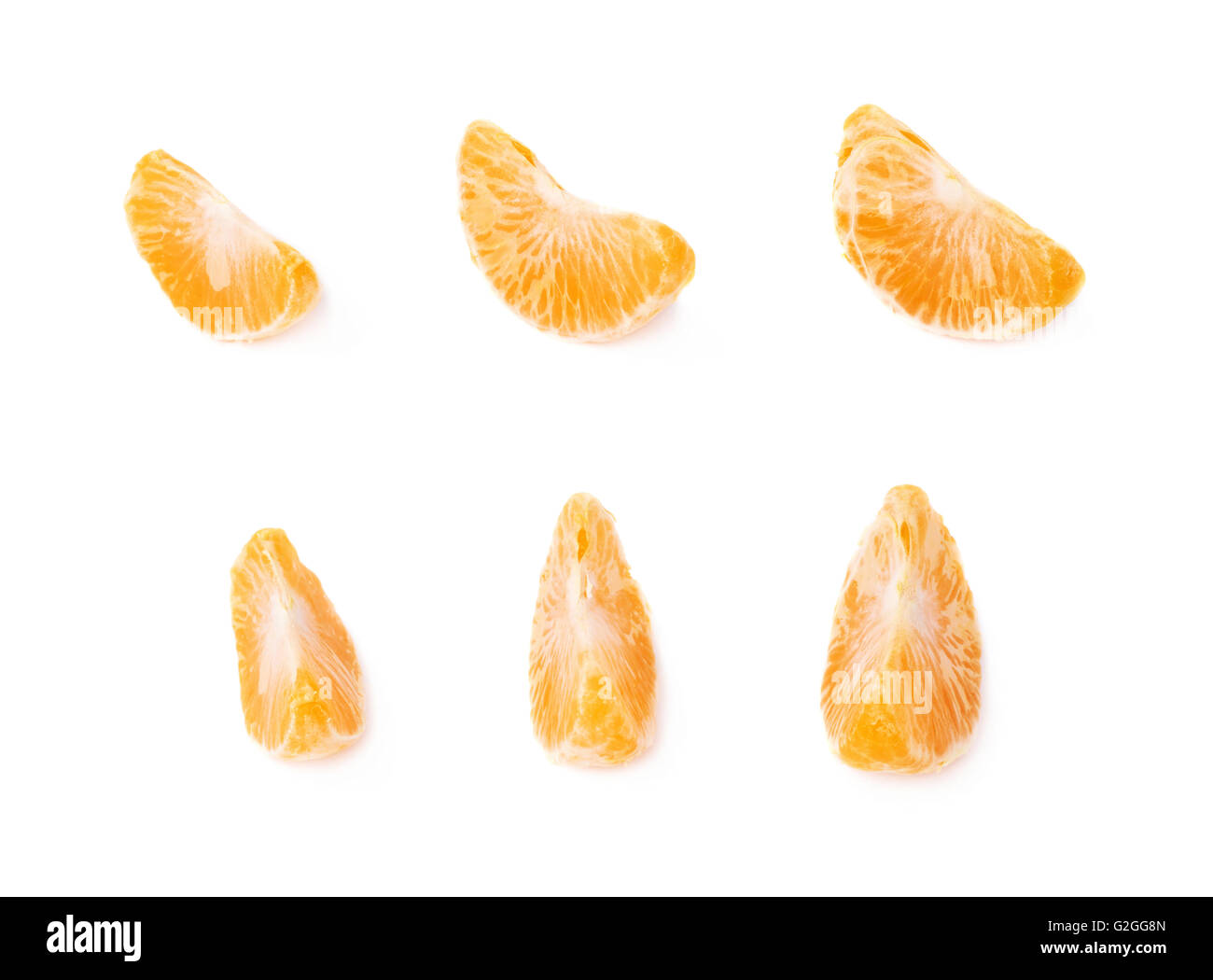 Slice sections of tangerine isolated over the white background Stock ...