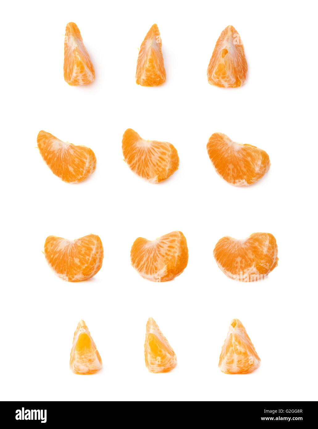 Slice sections of tangerine isolated over the white background Stock ...