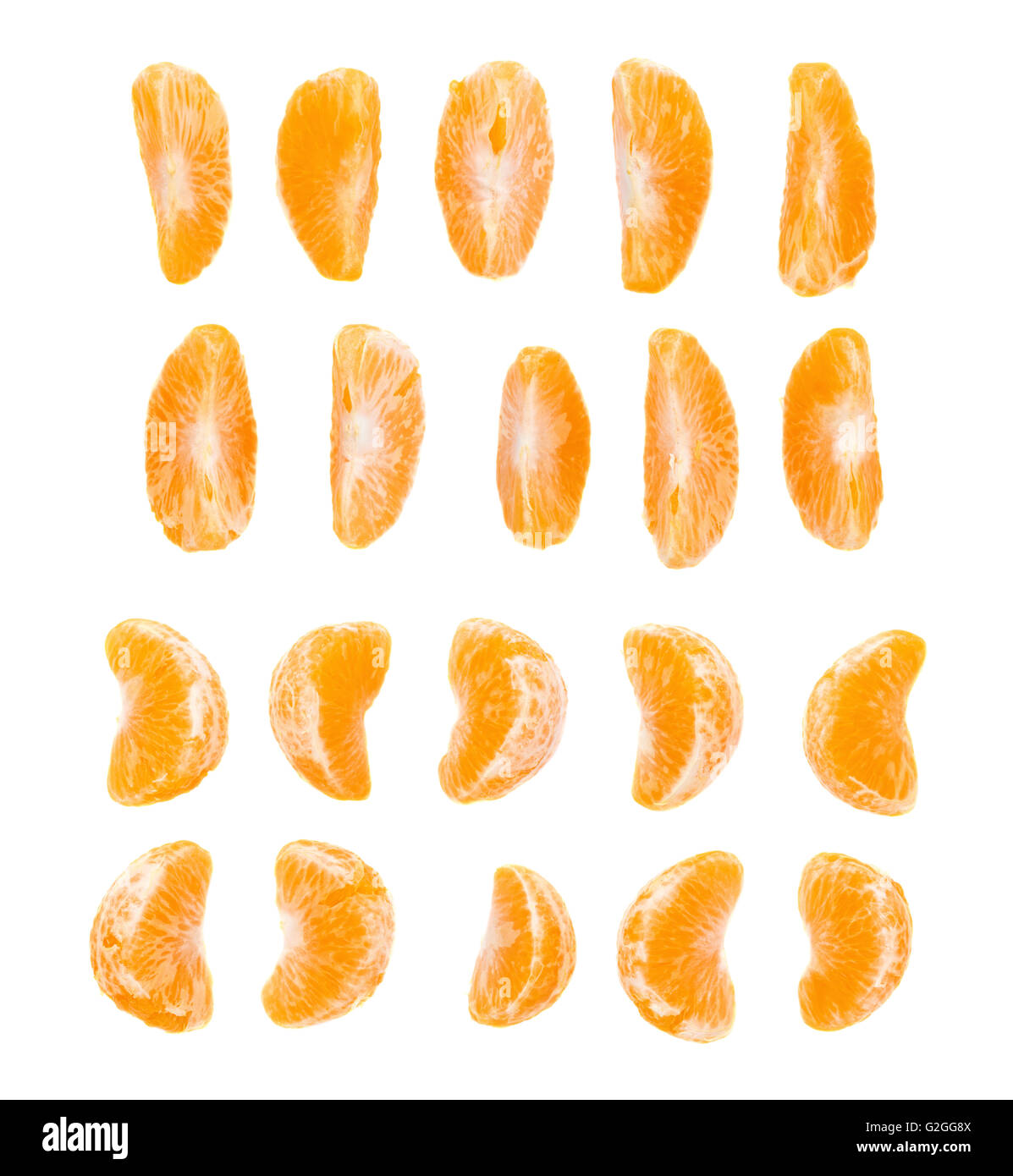 Slice sections of tangerine isolated over the white background Stock ...
