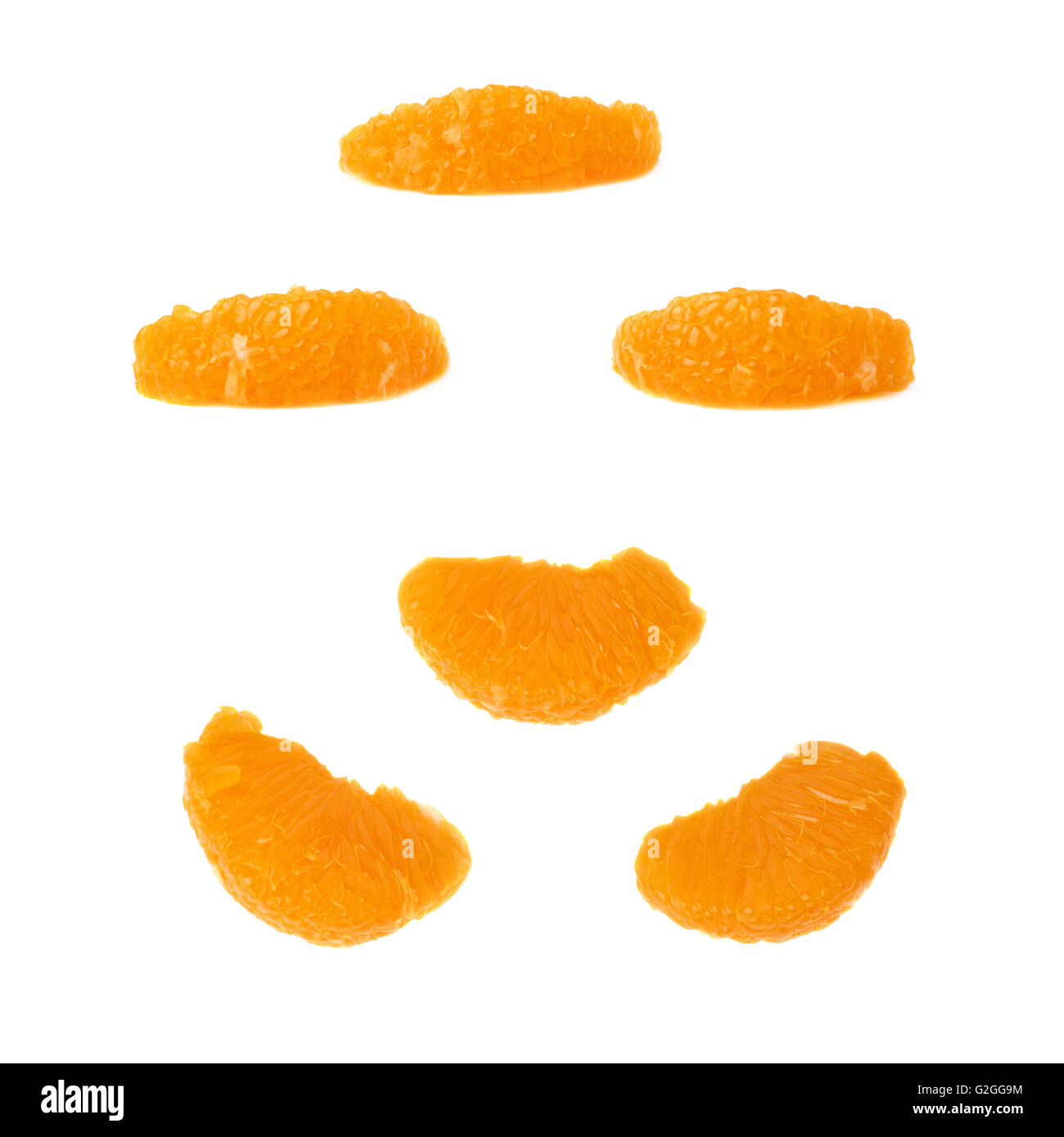 Slice sections of tangerine isolated over the white background Stock ...
