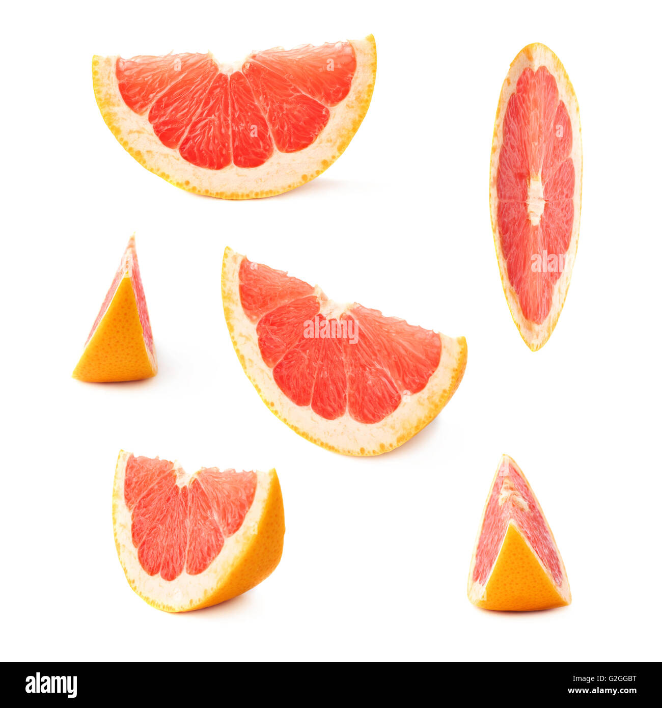 Slice section of grapefruit isolated over the white background Stock Photo - Alamy
