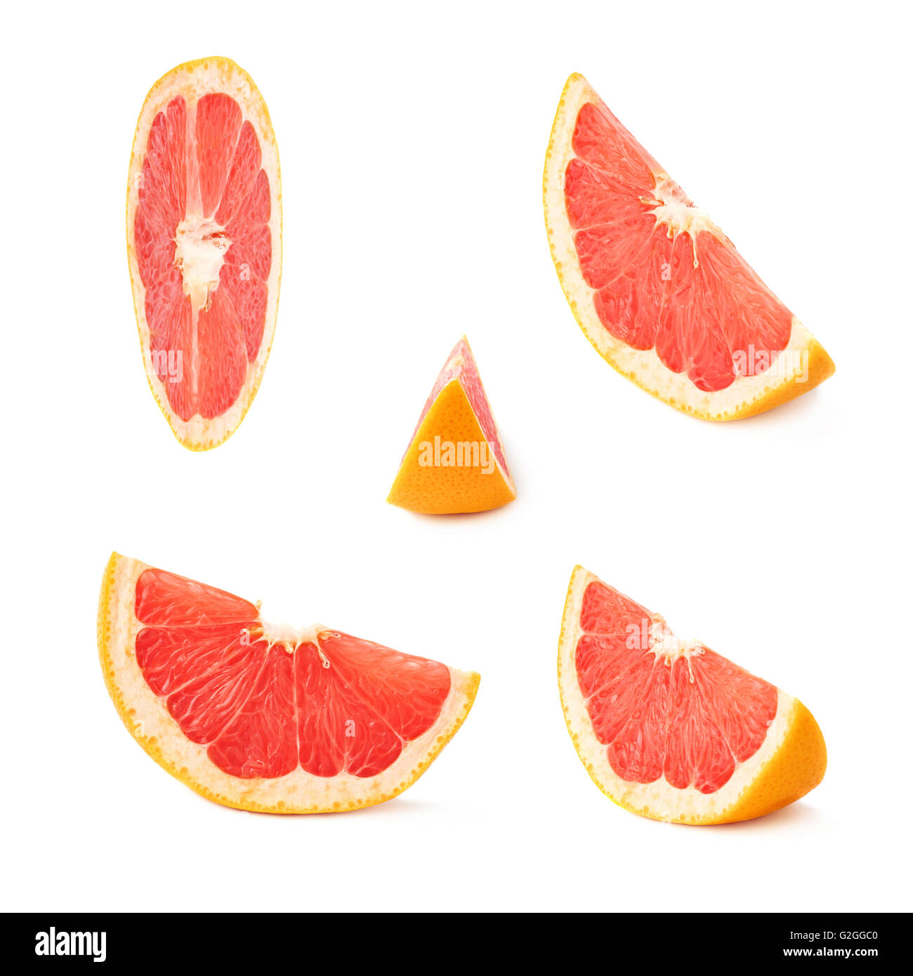 Slice section of grapefruit isolated over the white background Stock Photo - Alamy