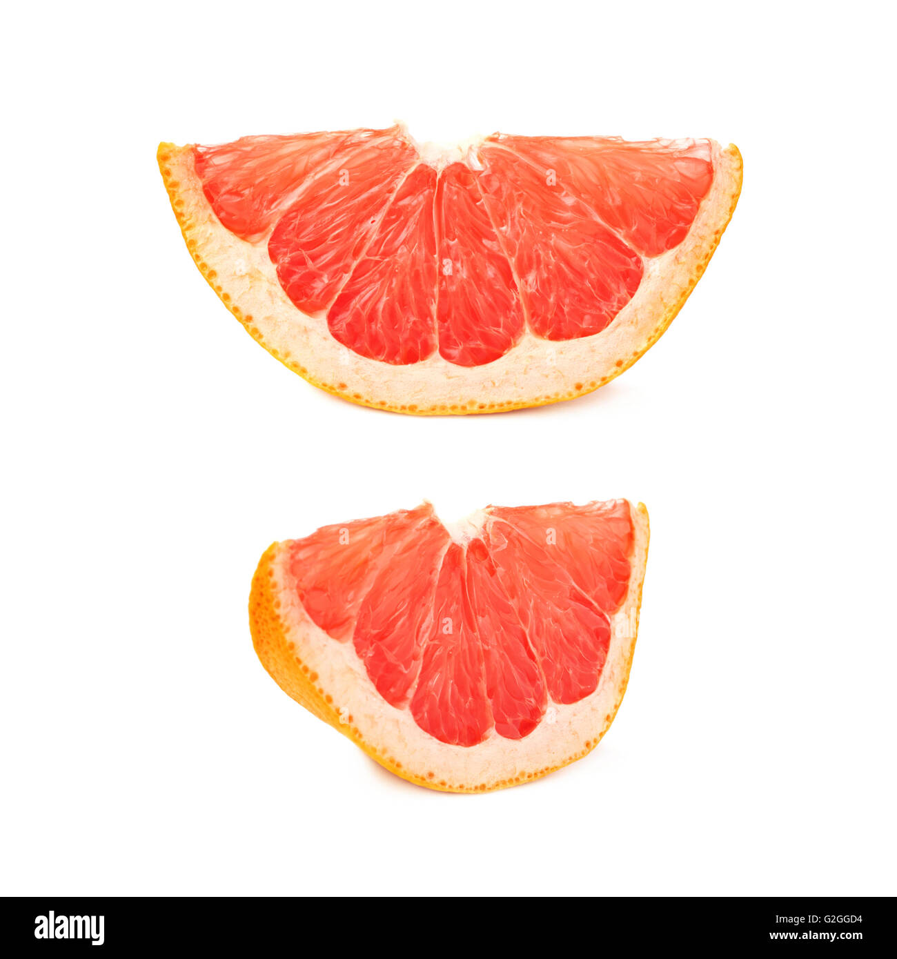 Dried small slice section of grapefruit isolated over the white ...