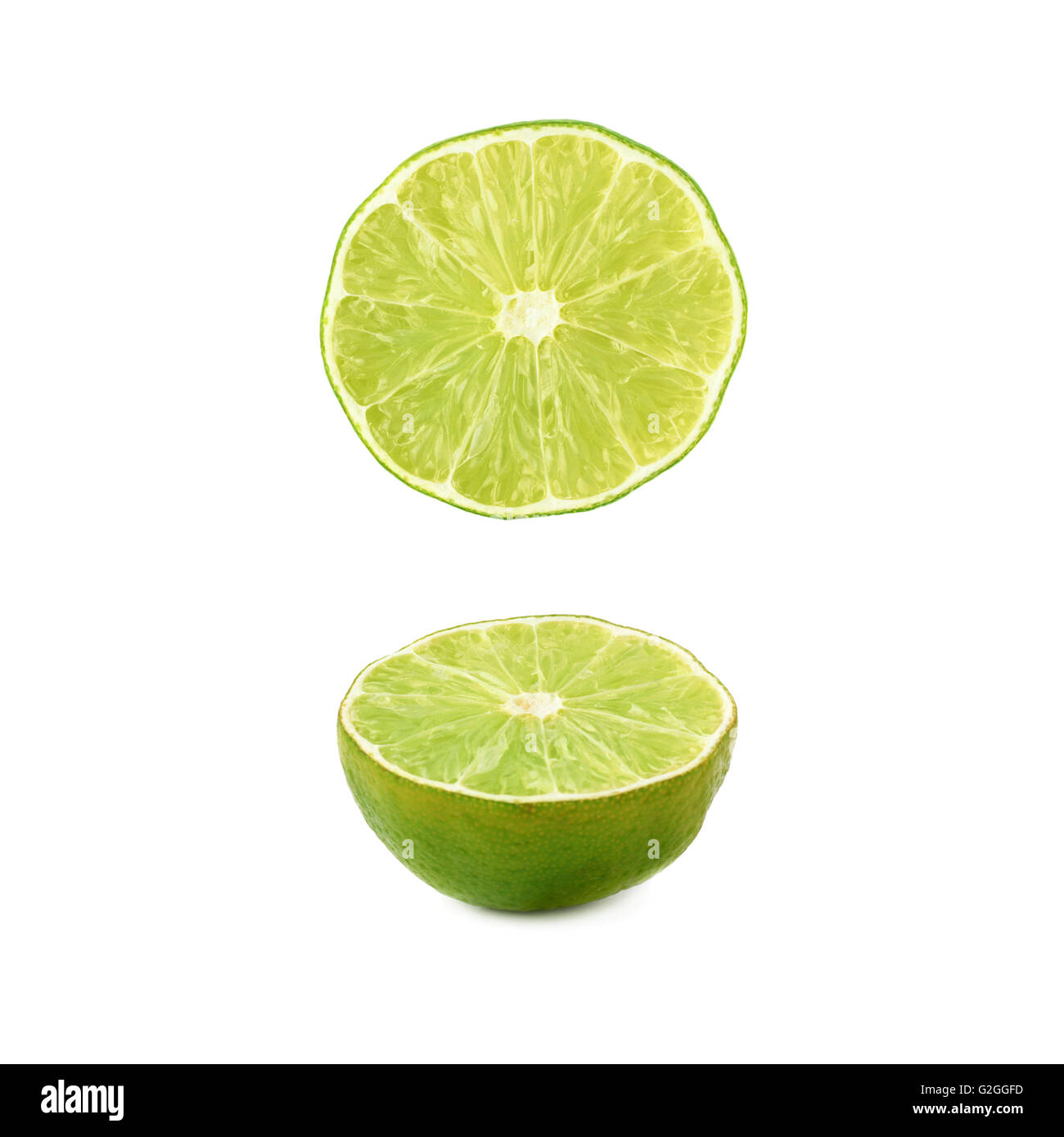 Dried lime cut in half isolated over the white background, set of ...