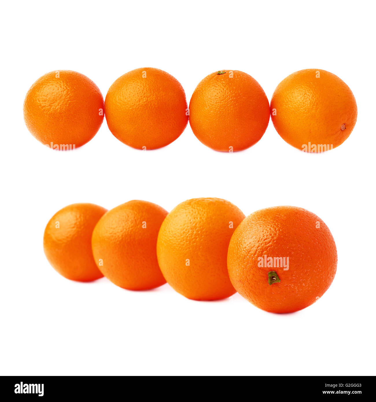 Four oranges fruits composition isolated over the white background, set ...