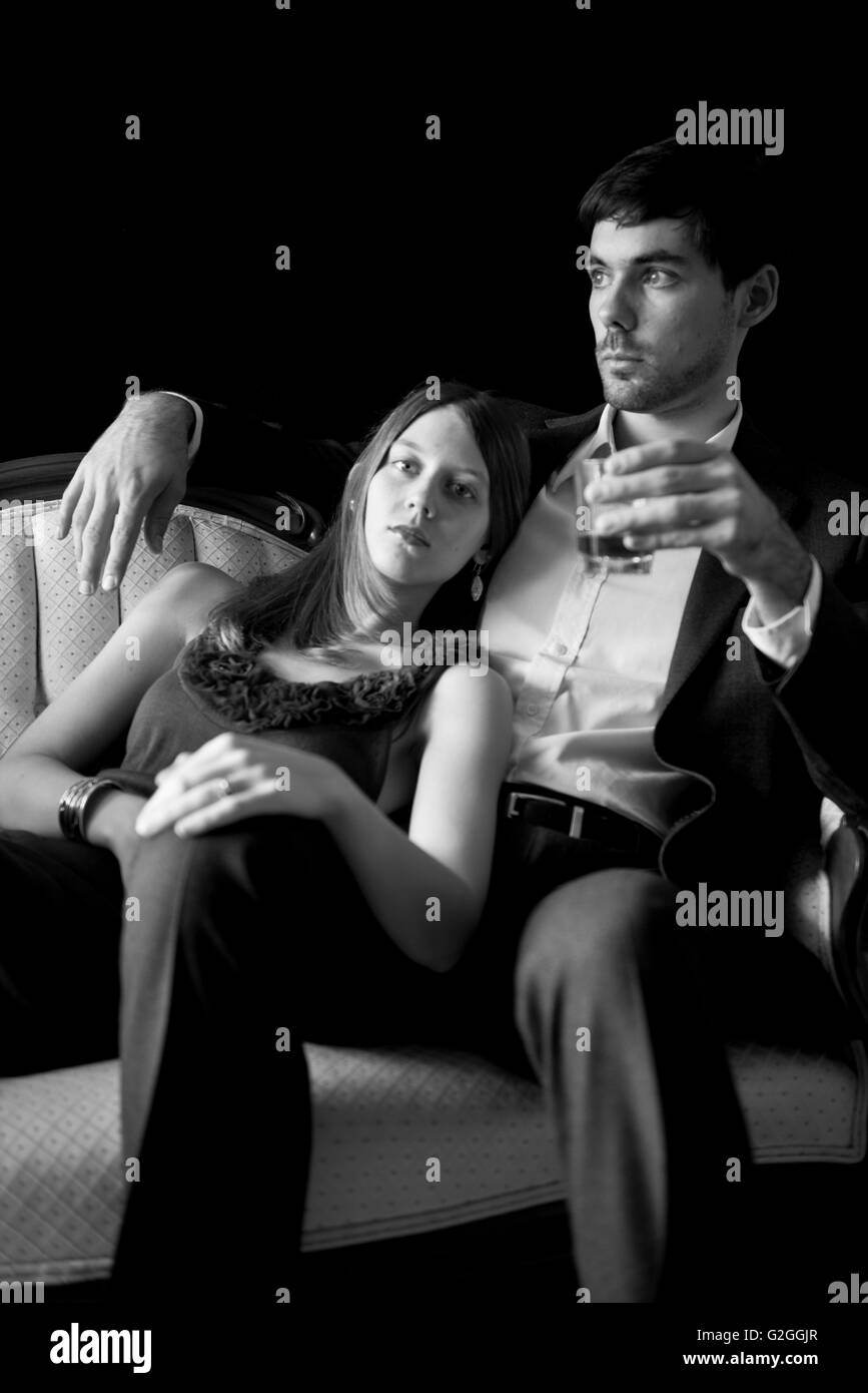 Young attractive female relaxing Black and White Stock Photos & Images ...