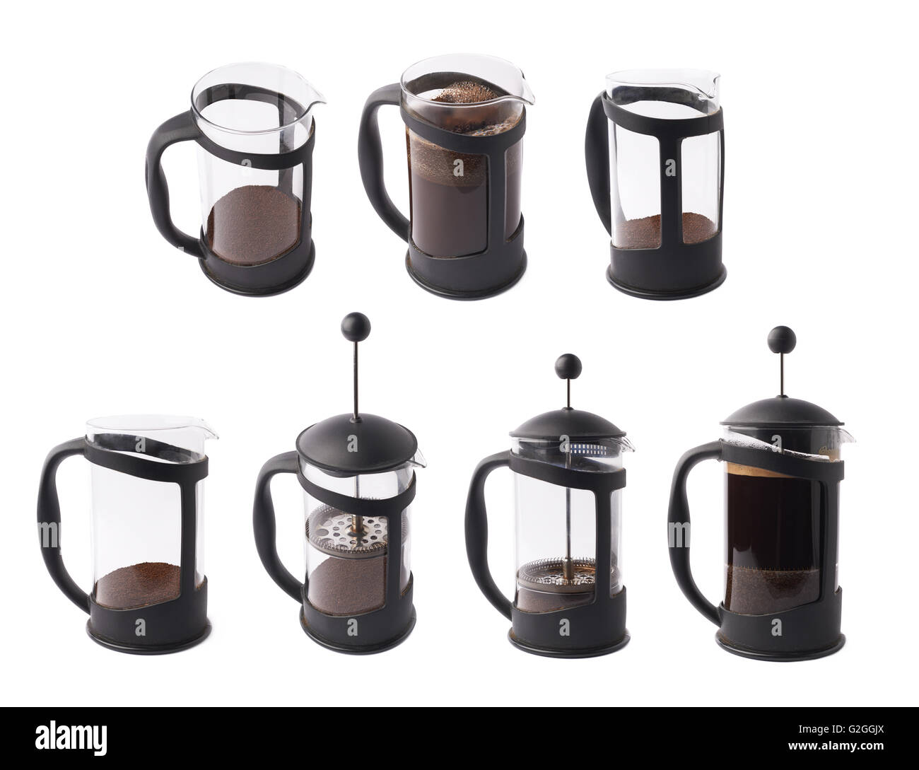 French press pot coffee maker isolated Stock Photo - Alamy