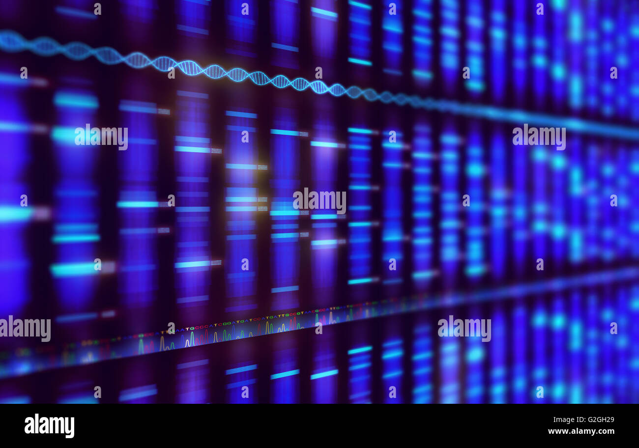 Illustration of a method of DNA sequencing. Image with depth of field ...