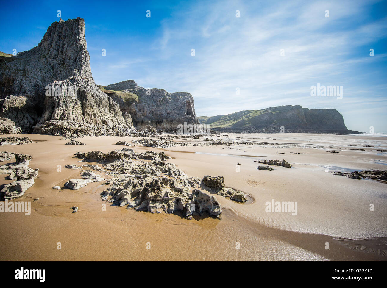 Mewslade Bay on the coast of the Gower peninsula in South Wales UK at ...