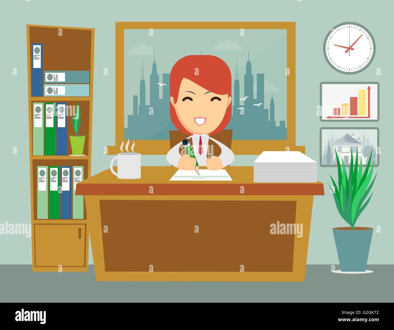 Employee in work photo Stock Vector Images - Alamy