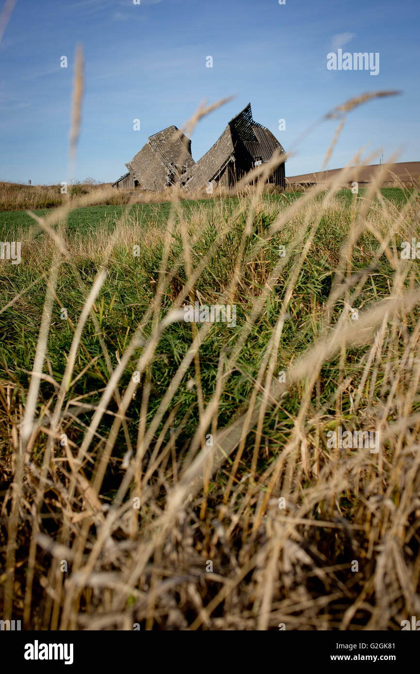 Demolished Barn in Field Stock Photo - Alamy