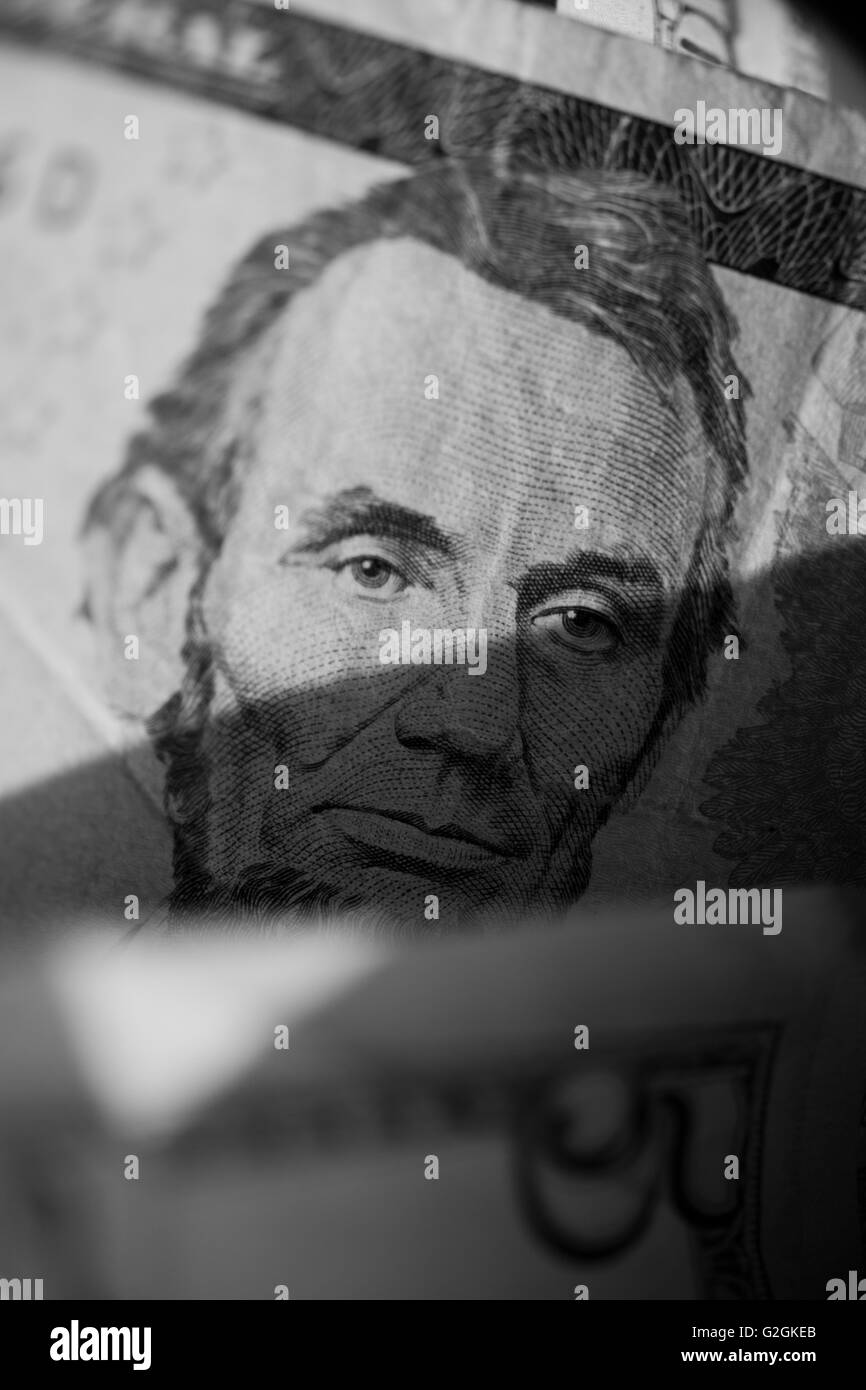 Money Currency Abraham Lincoln Finance Dollars High Resolution Stock