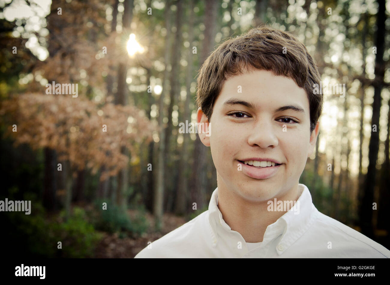 Smiling Teen Boy Outdoor, Portrait Stock Photo - Alamy