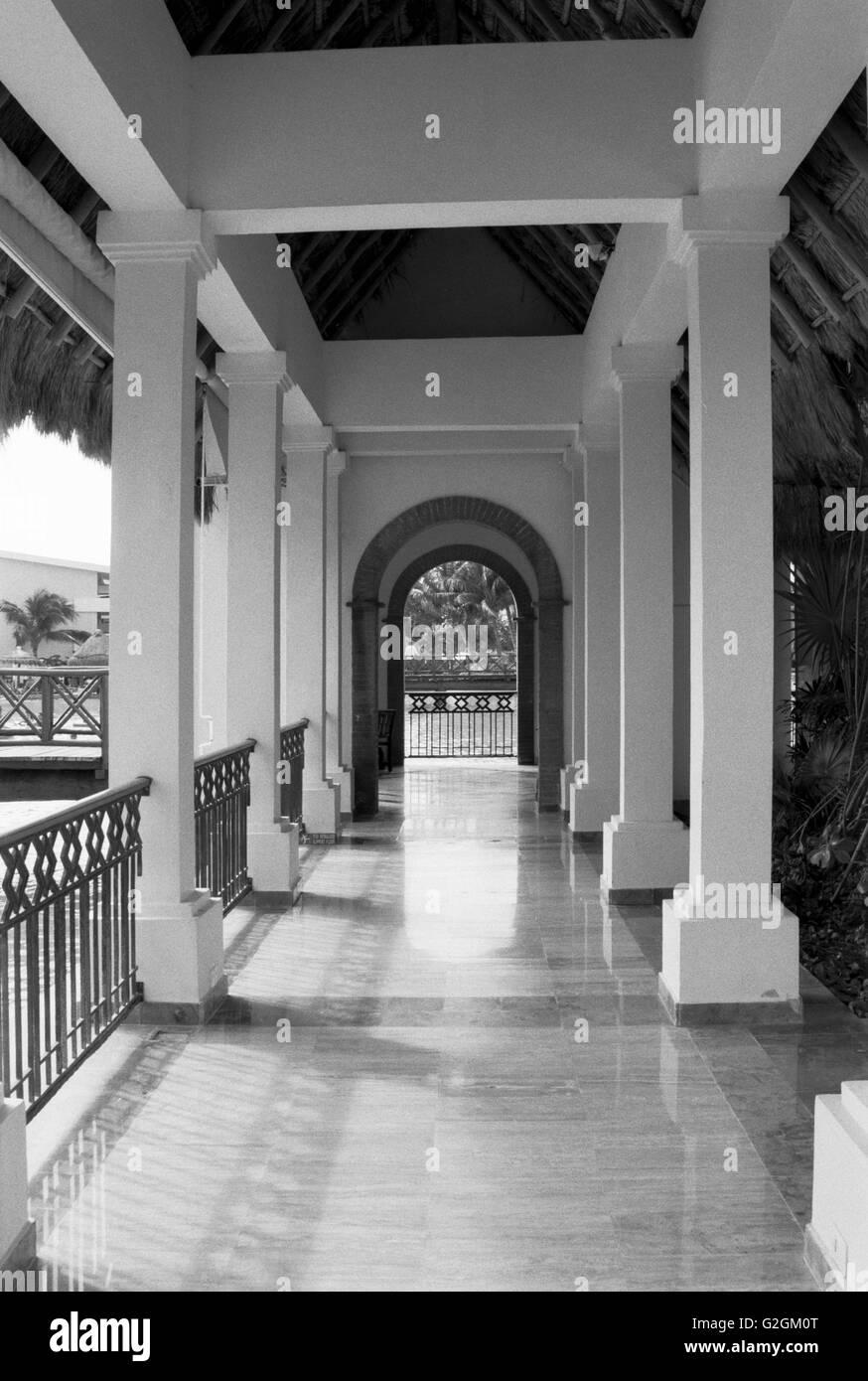 Open-Air Walkway at Resort, Cancun, Mexico Stock Photo - Alamy
