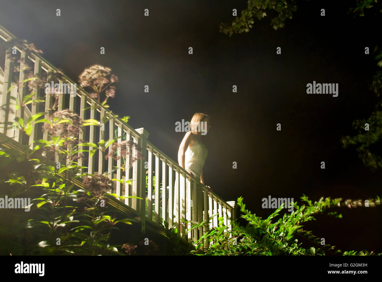 Balcony railing night hi-res stock photography and images - Alamy