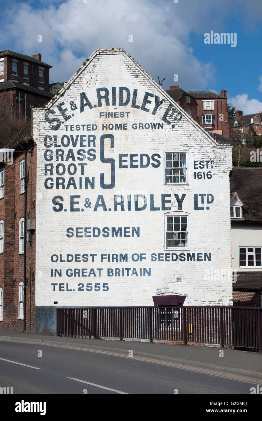 Painted Advertisement on a building at Bridgnorth, Shropshire, England ...