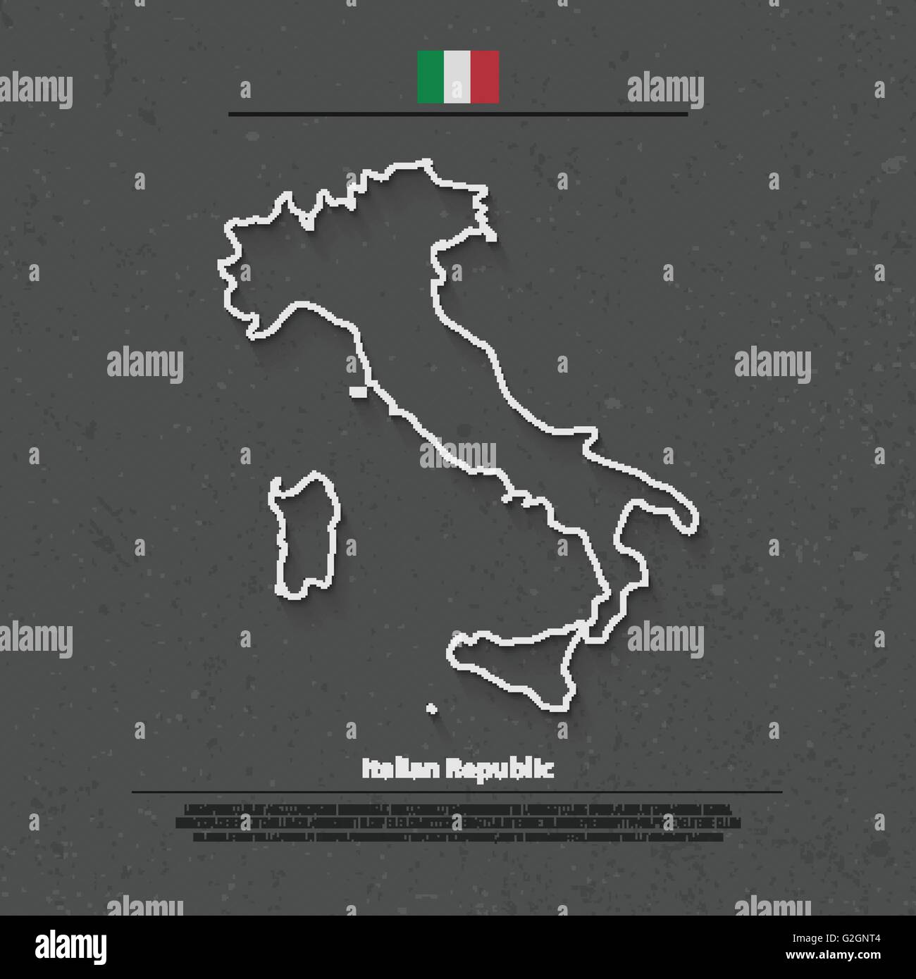 Italian Republic isolated map and official flag icons. vector Italy ...