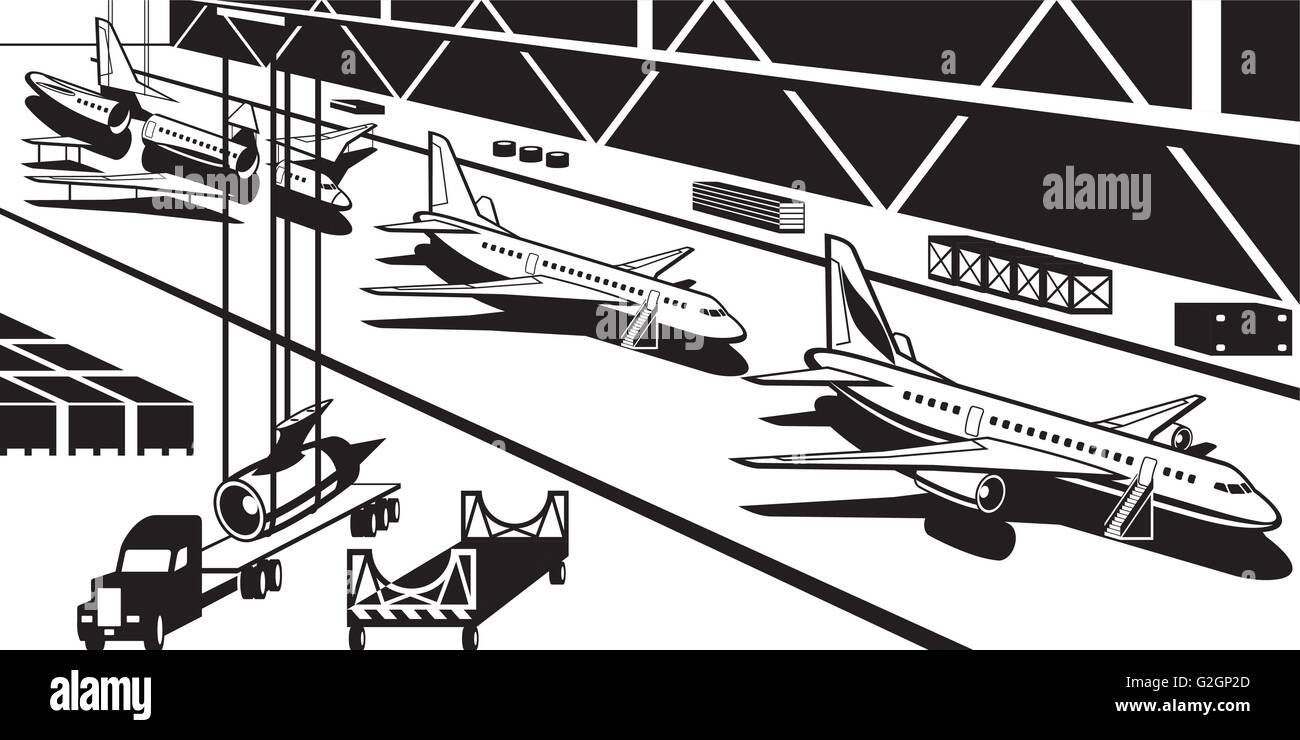 Aircraft assembly plant Stock Vector Images - Alamy