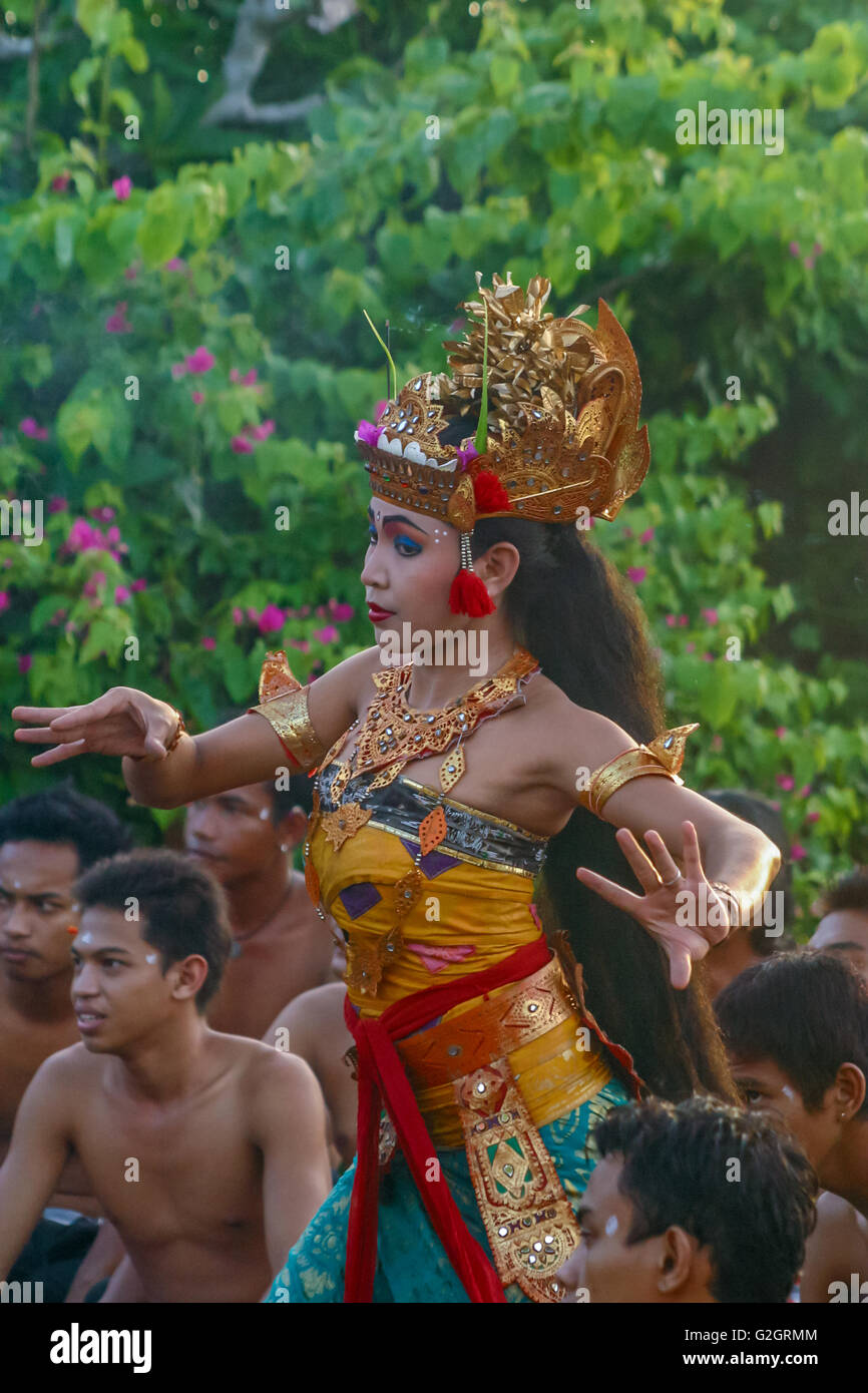 Indonesia Bali Uluwatu Dancers performing the spectacular Kecak dance ...