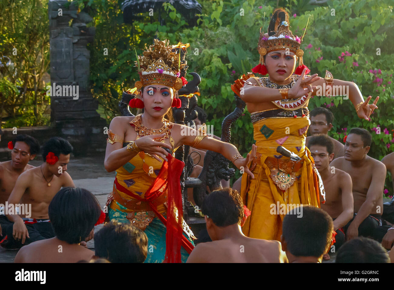 Indonesia Bali Uluwatu Dancers performing the spectacular Kecak dance ...