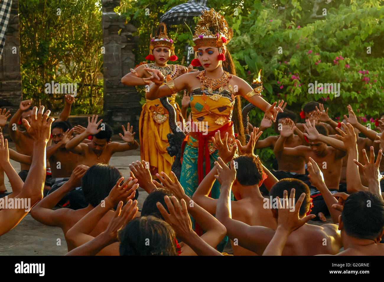 Indonesia Bali Uluwatu Dancers performing the spectacular Kecak dance ...