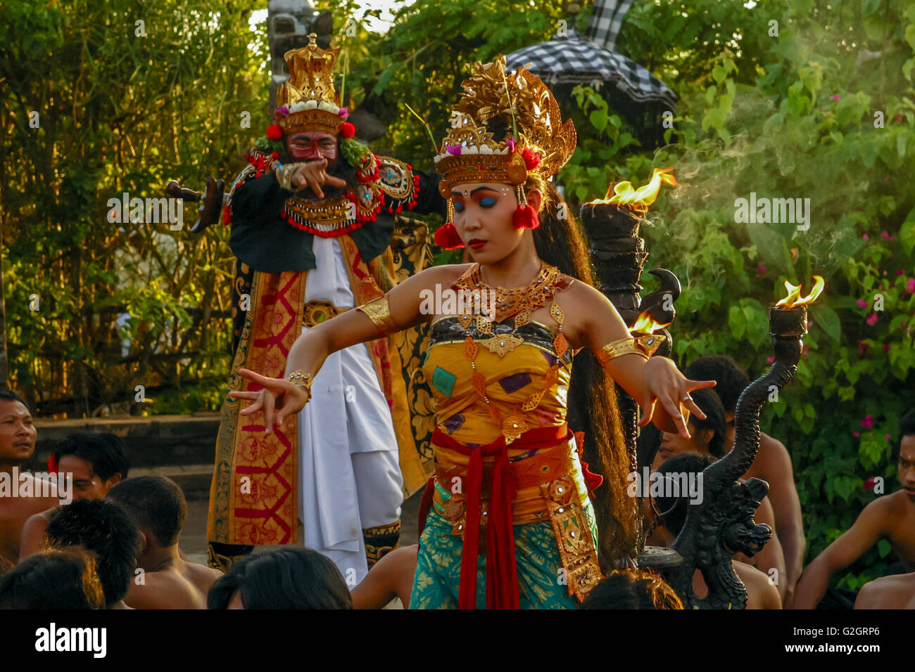 Indonesia Bali Uluwatu Dancers performing the spectacular Kecak dance ...