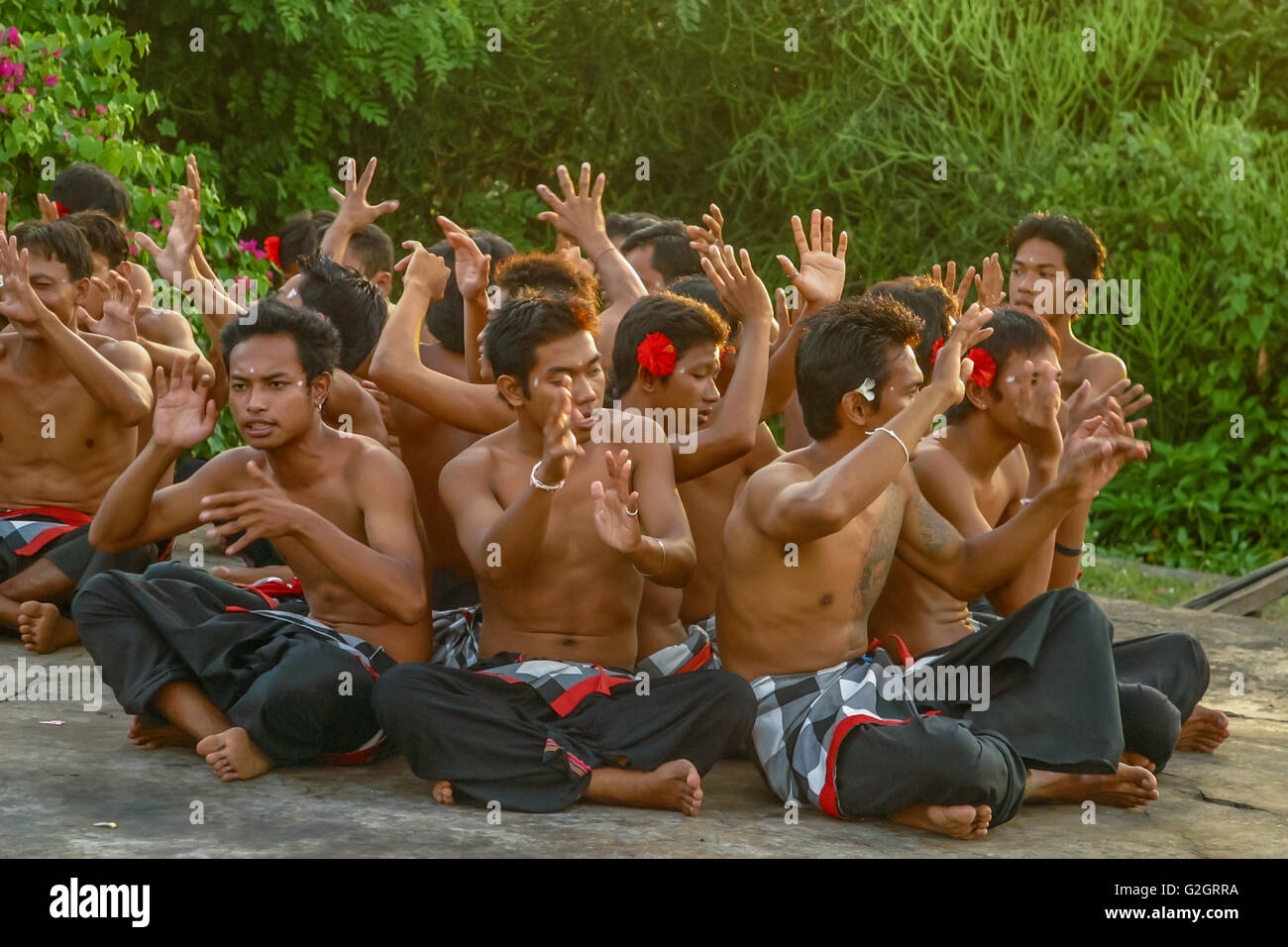 Indonesia Bali Uluwatu Dancers performing the spectacular Kecak dance ...